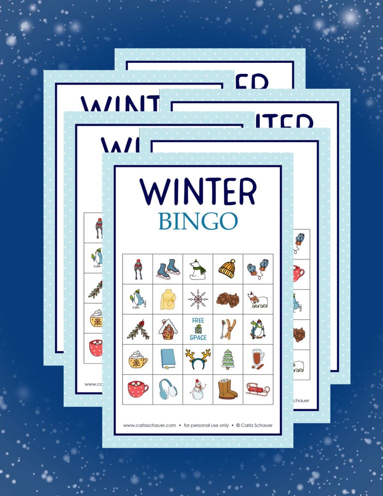 Free Printable Winter Bingo Cards (for Kids and Adults) - Carla Schauer ...